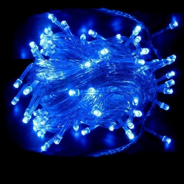 100 LED ΧΡΙΣΤΟΥΓΕΝΝΙΑΤΙΚΑ ΛΑΜΠΑΚΙΑ ΜΠΛΕ ΜΕ ΔΙΑΦΑΝΟ ΚΑΛΩΔΙΟ (9Μ) - 1 ΤΕΜ